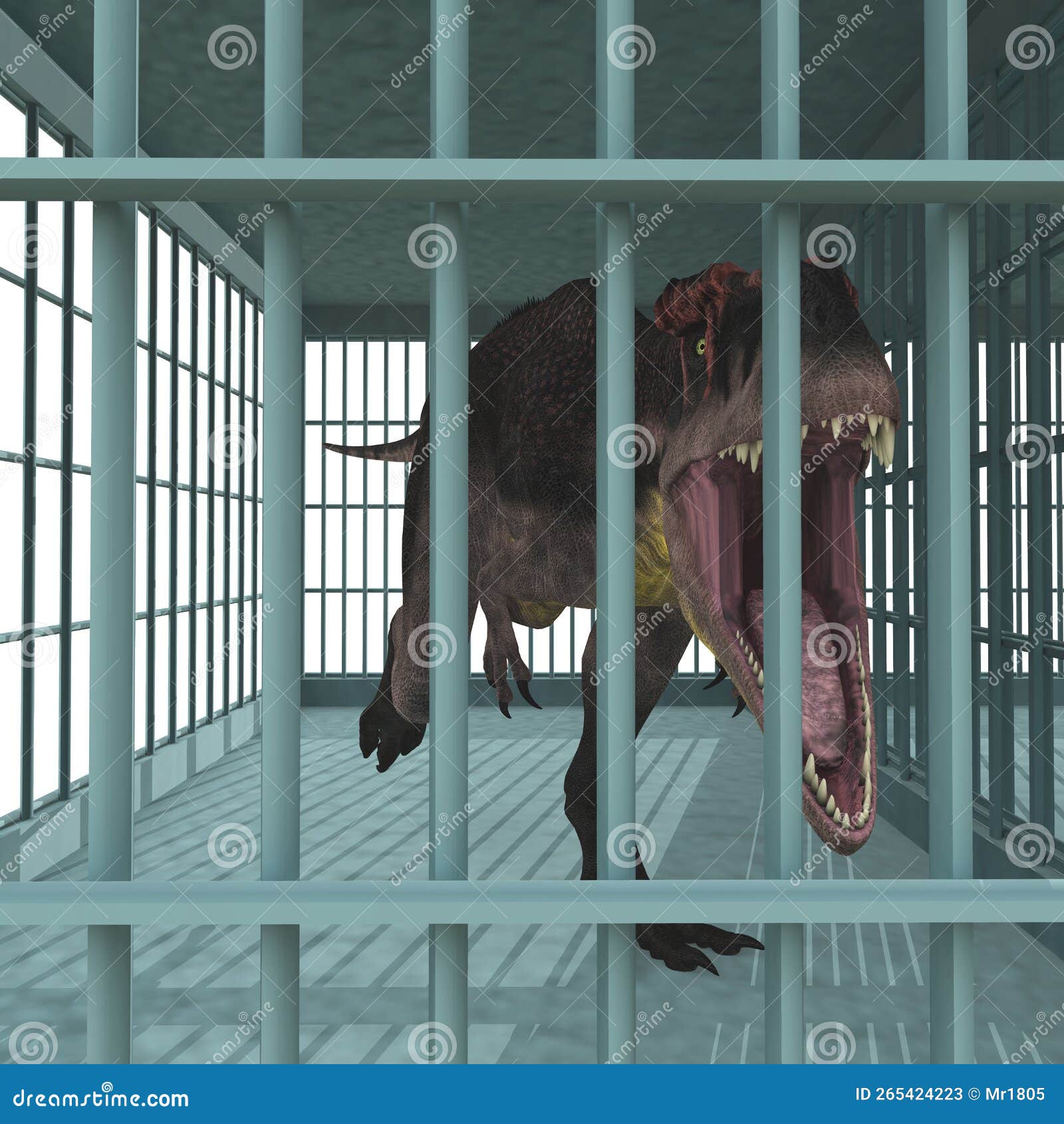 Animal Cage with Dinosaur Tyrannotitan Stock Illustration ...