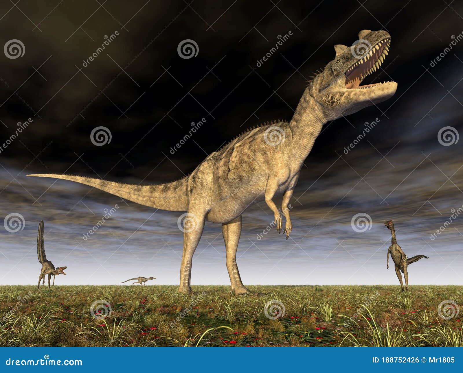 Ceratosaurus and Velociraptor Stock Illustration - Illustration of ...