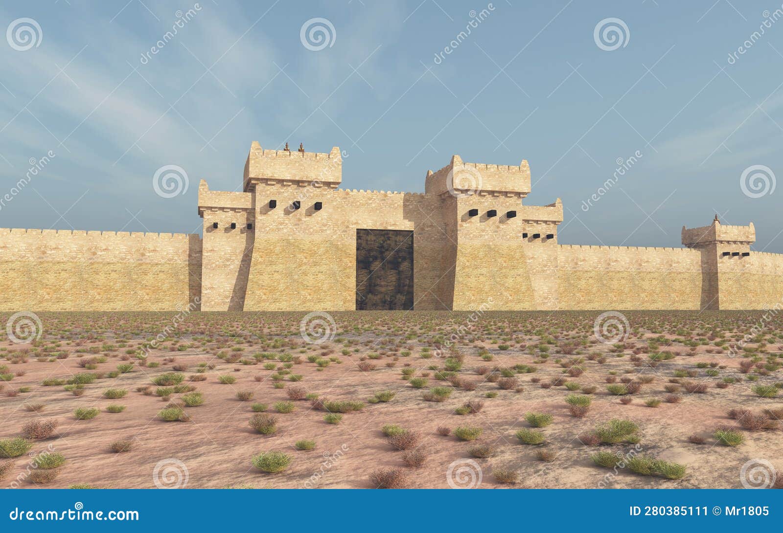 The fortress wall of Troy stock illustration. Illustration of horse ...