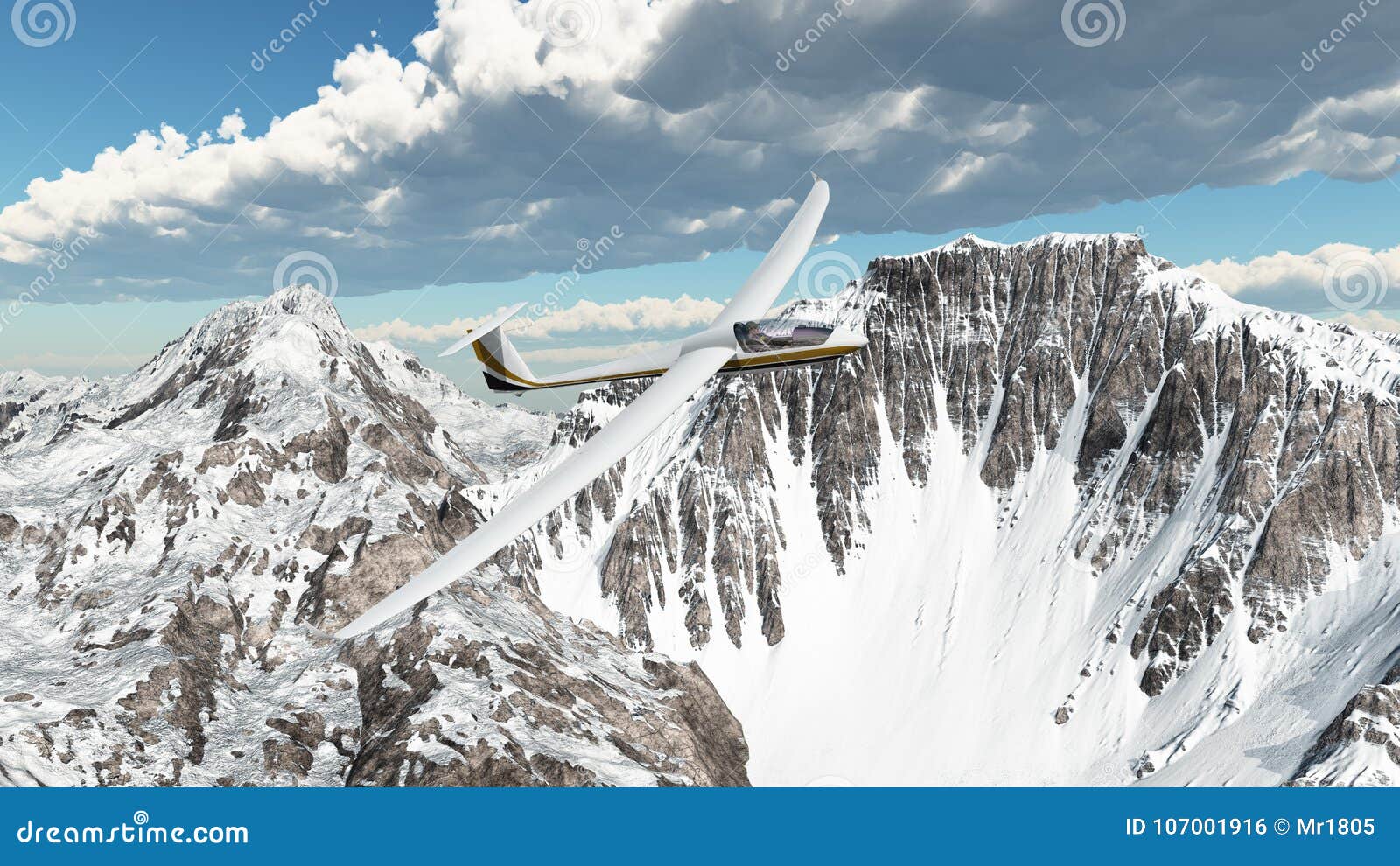 Glider Over Snow Covered Mountains Stock Illustration - Illustration of ...