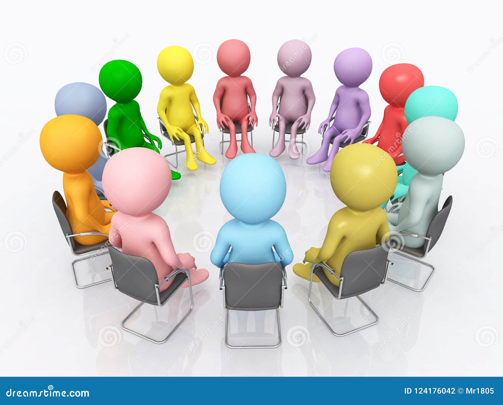 Working Group with 3D Figures Stock Illustration - Illustration of ...