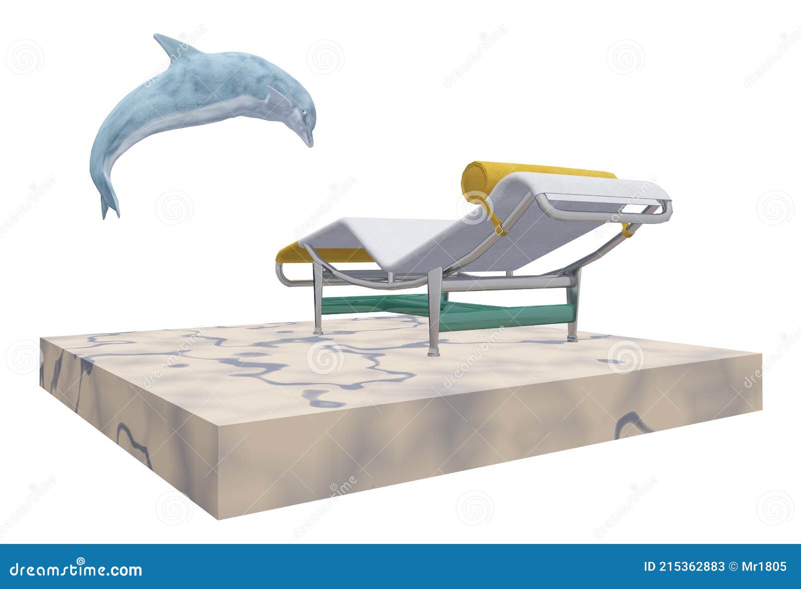Jumping Dolphin and Deck Chair Stock Illustration - Illustration of ...