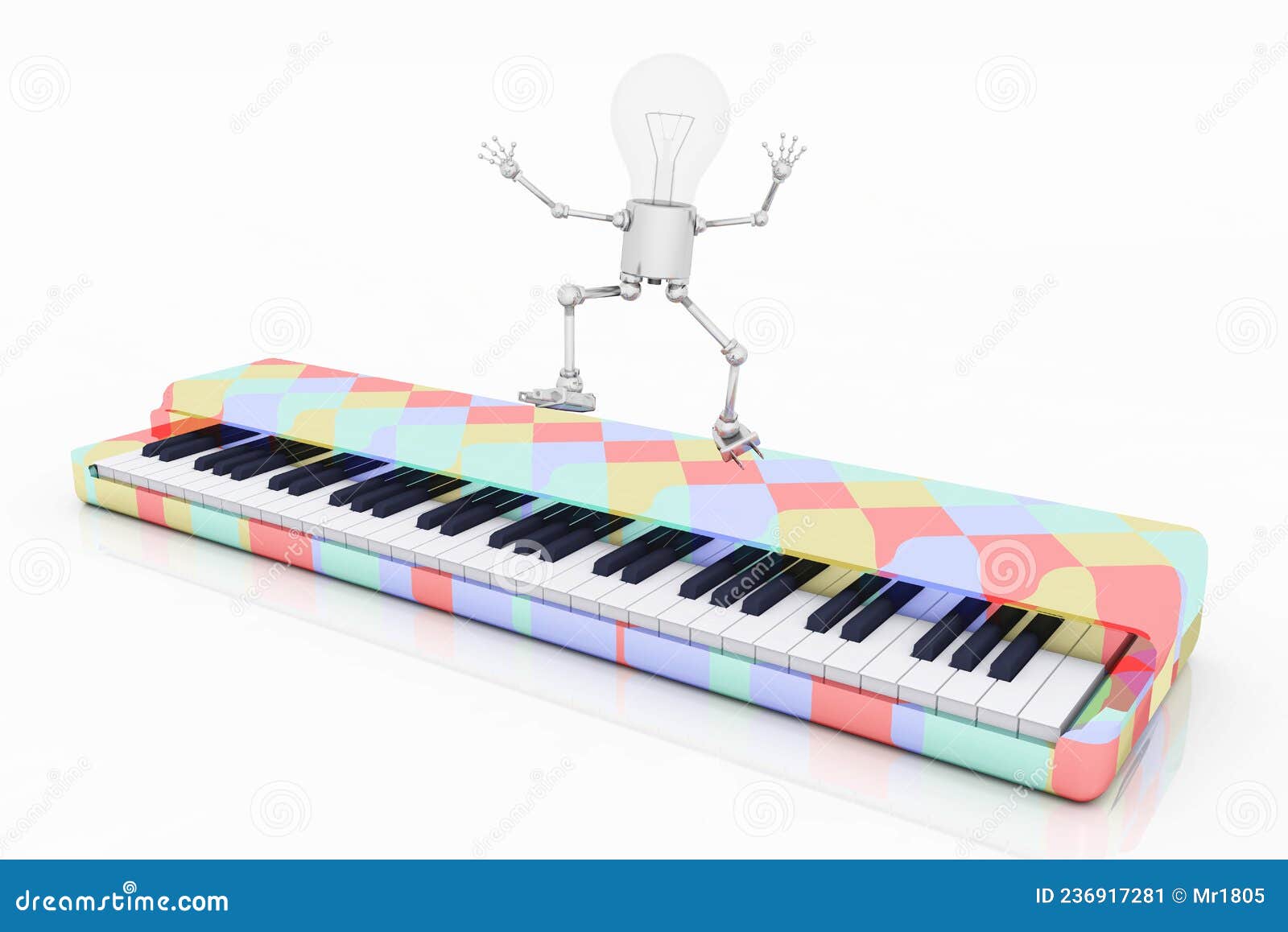Light Bulb Figure Dancing on a Keyboard Stock Illustration ...