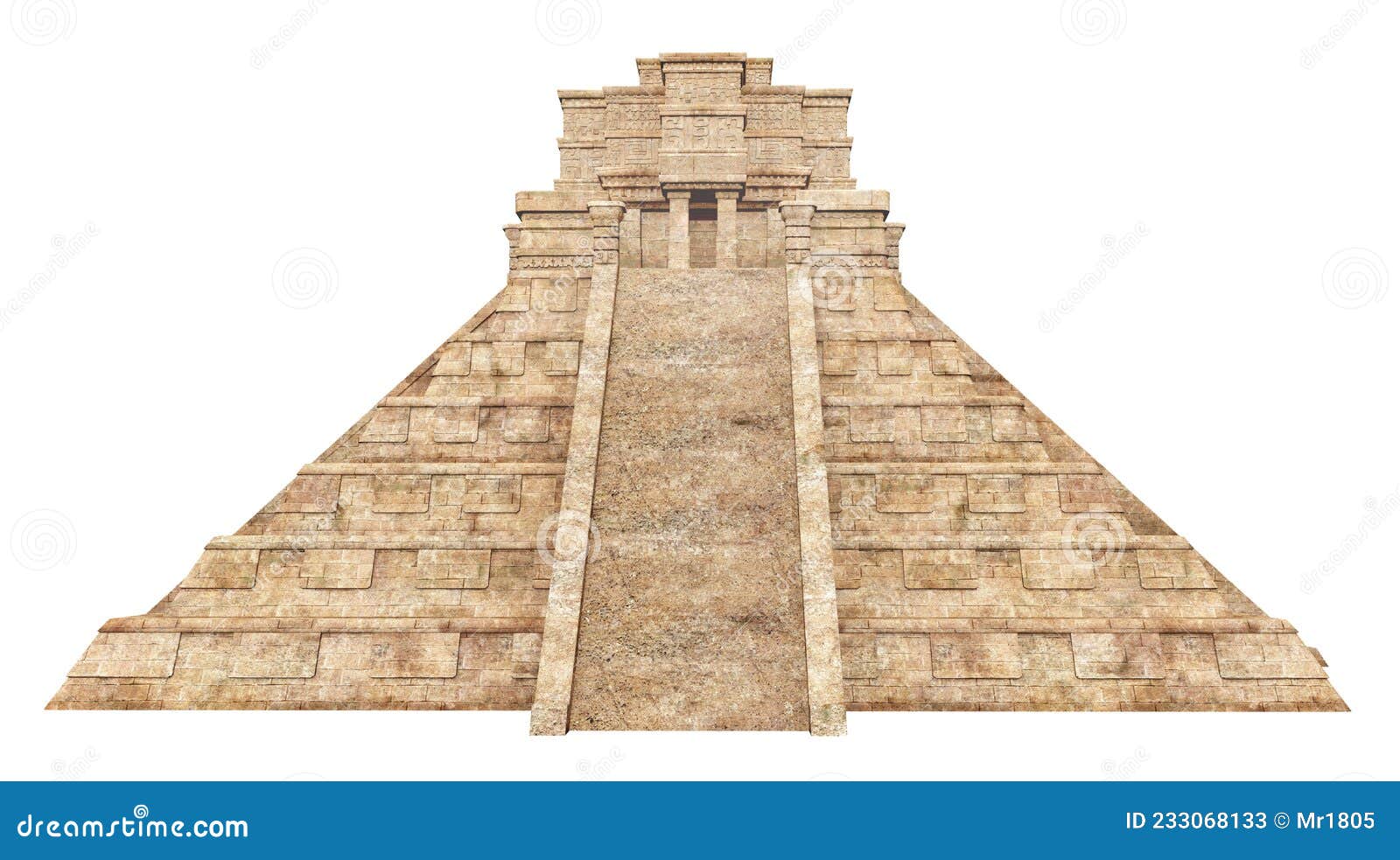 Mayan Temple Isolated on White Background Stock Illustration ...