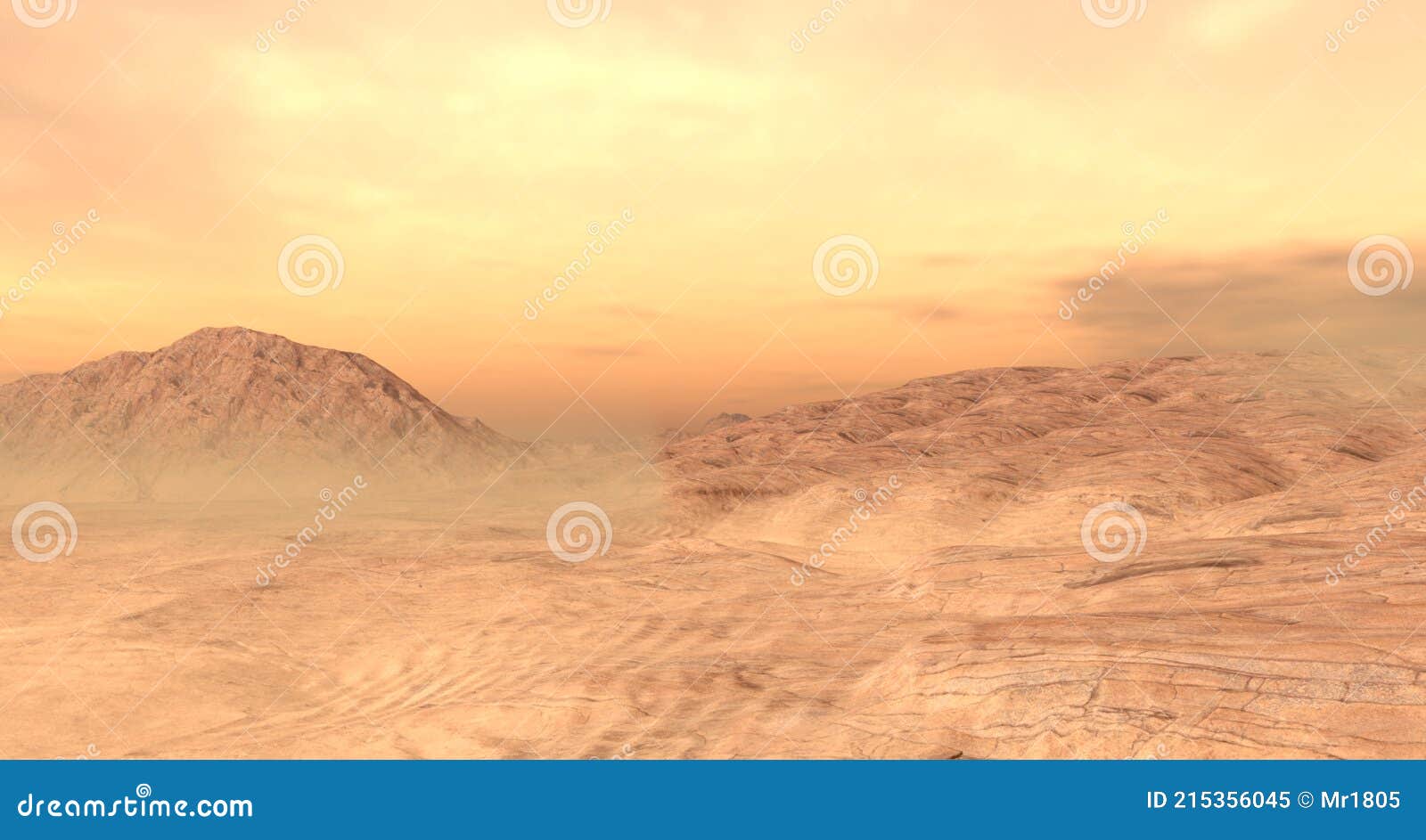 Alien Desert Landscape with Mountains Stock Illustration - Illustration ...
