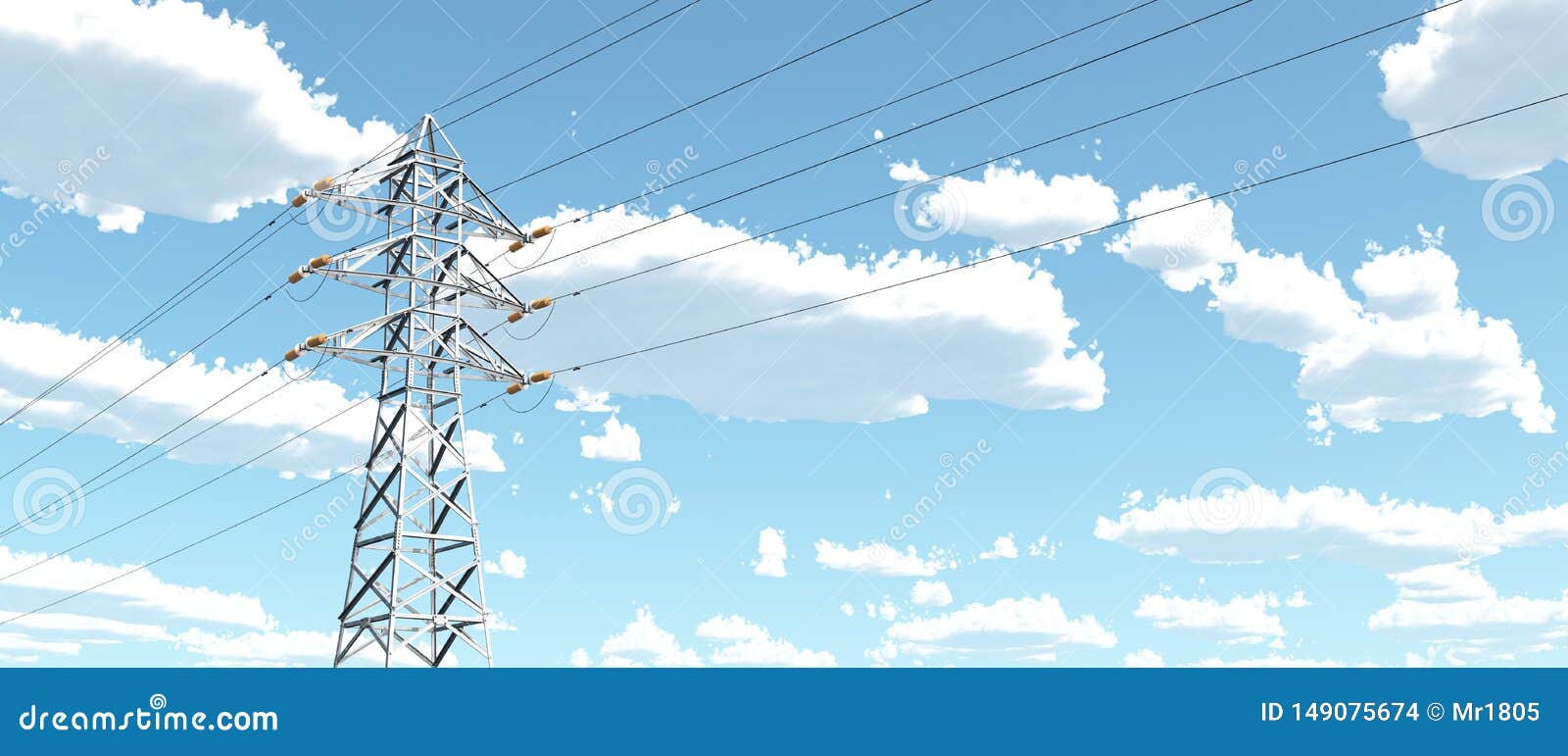 Overhead power line stock illustration. Illustration of generation ...