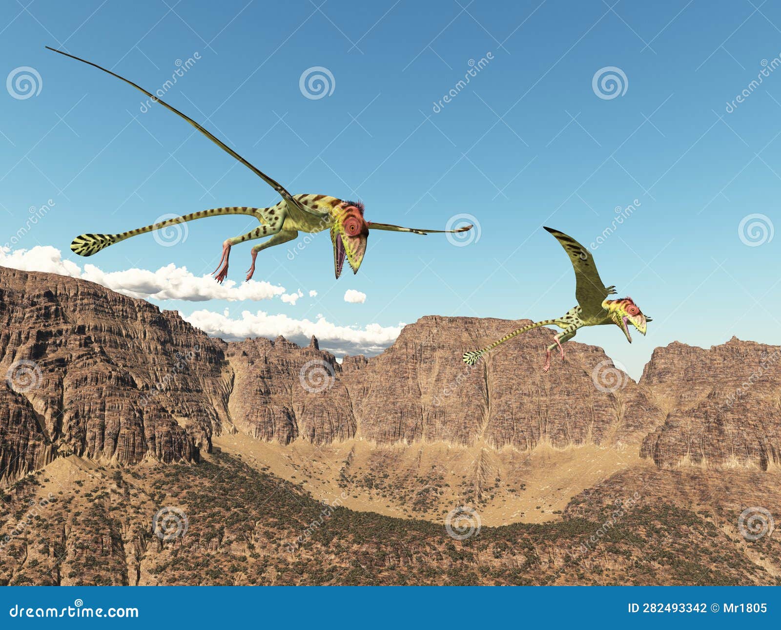 Pterosaur Peteinosaurus Over A Coastal Landscape Stock Illustration ...