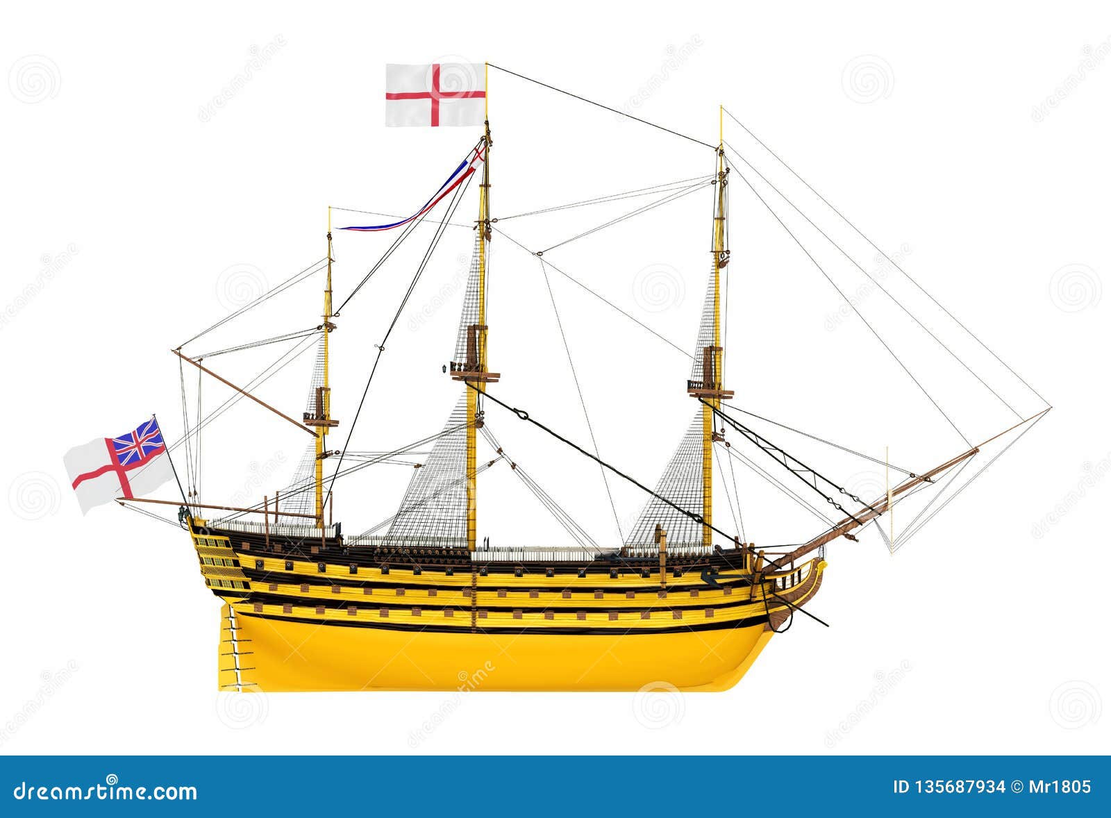 Side View of the HMS Victory Isolated on White Background Stock ...