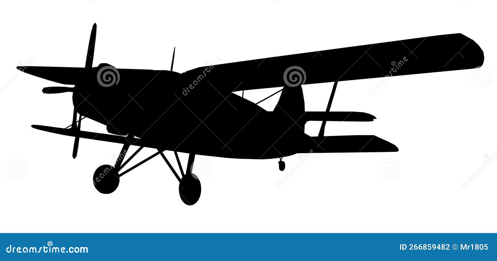 Silhouette with a Biplane Airplane Stock Illustration - Illustration of ...