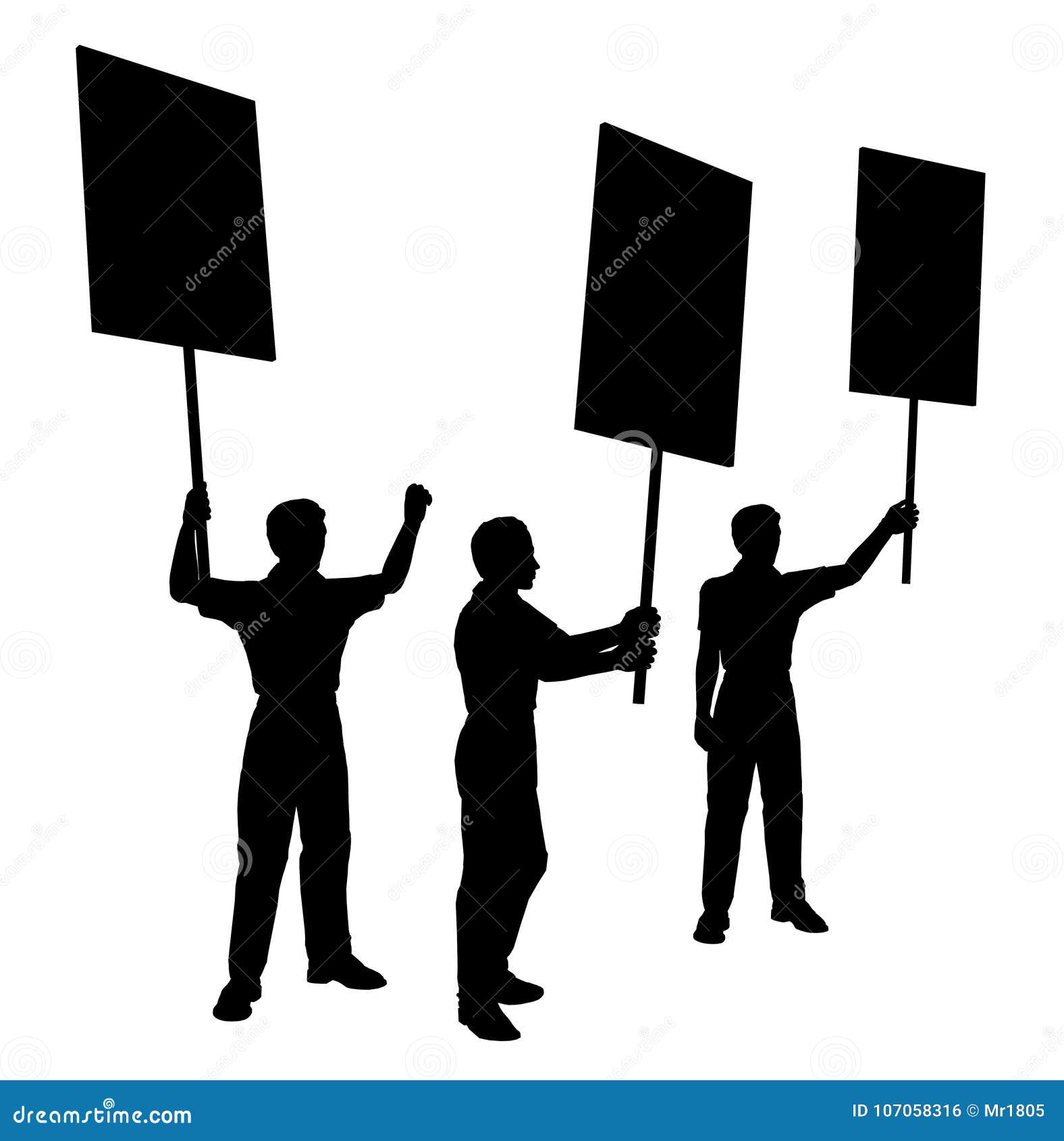 Silhouette of protesters stock illustration. Illustration of demanding ...