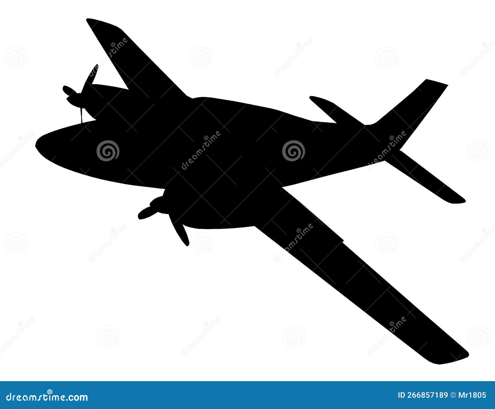Silhouette with a Twin Engine Commercial Aircraft Stock Illustration ...