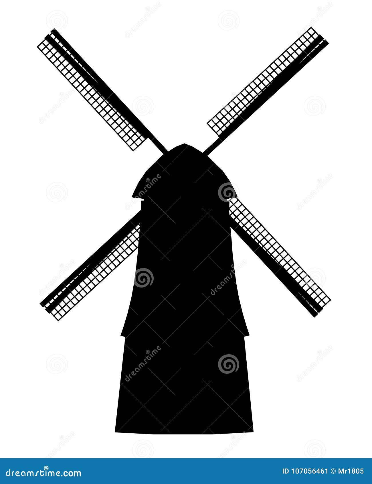 Silhouette of a windmill stock illustration. Illustration of shadow ...