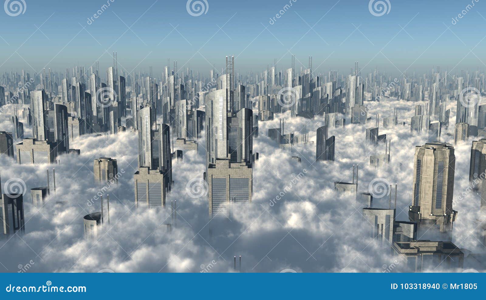 City over the clouds stock illustration. Illustration of quality ...