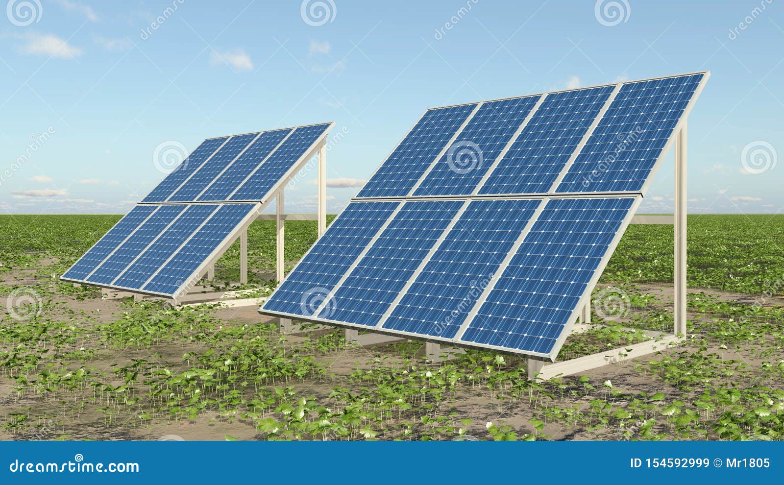Solar Panels in a Landscape Stock Illustration - Illustration of ...