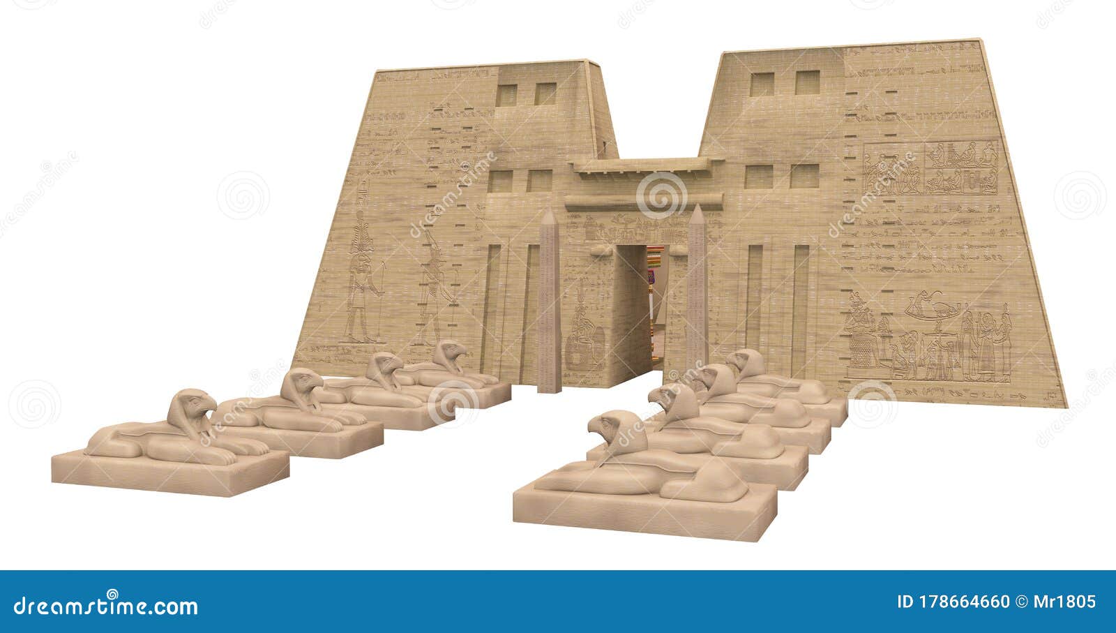 Temple of Edfu in Egypt Isolated on White Background Stock Illustration ...