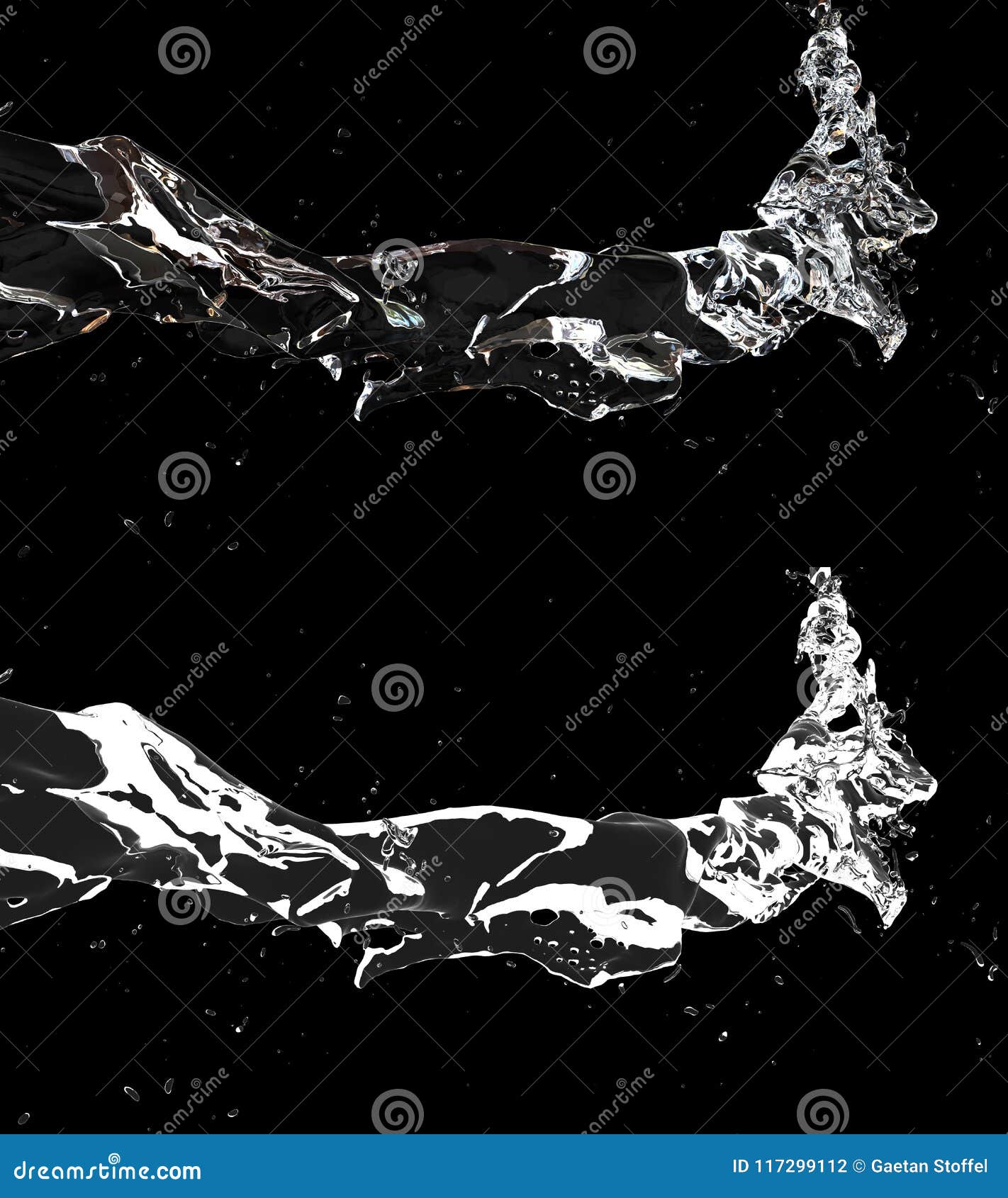 3D Illustration of a Water Flow with Alpha Stock Illustration ...