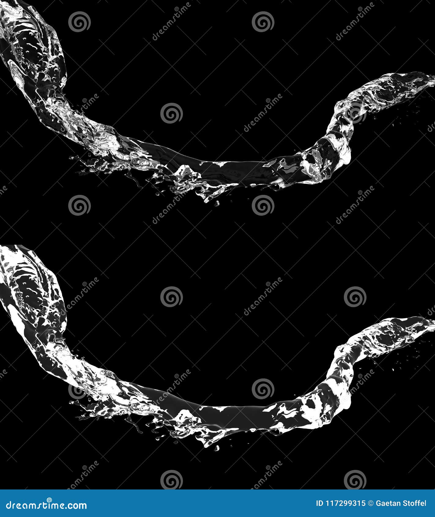 3D Illustration of a Water Flow with Alpha Stock Illustration ...