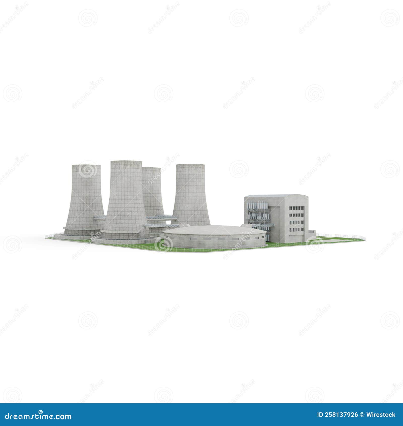 Computer-generated 3d Realistic Nuclear Power Plant Isolated on a ...