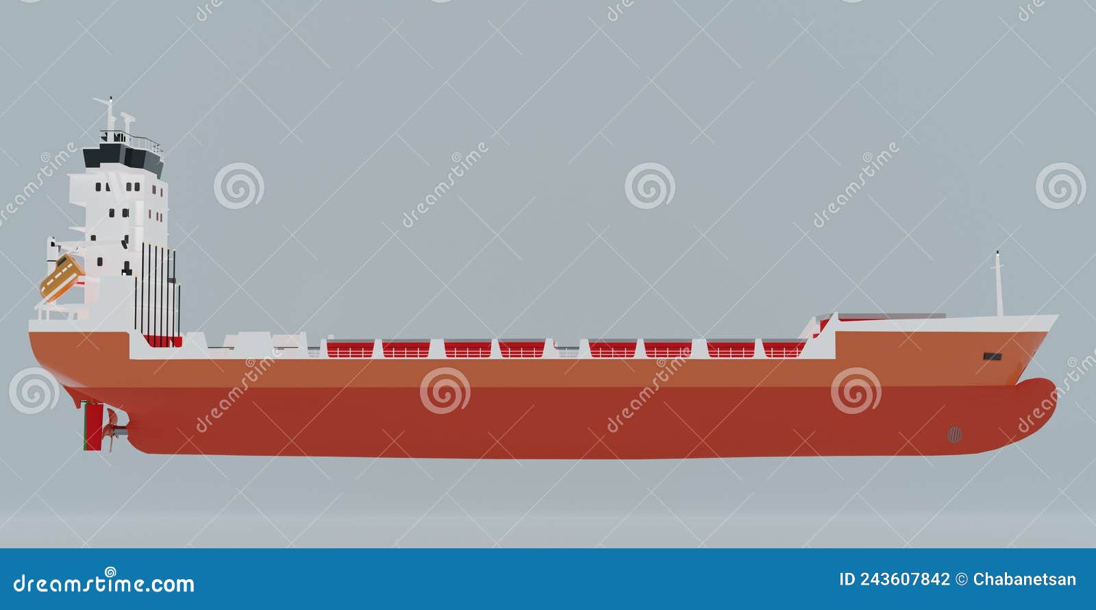 Container Vessel 3D Render. Container Feeder Vessel Stock Illustration ...