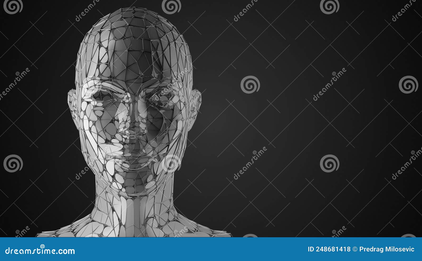 Human Head 3d Face Illustration, Stylized Female Wireframe Portrait ...