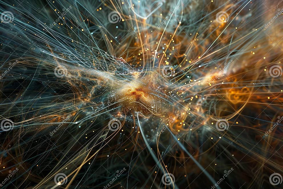 A Computer-generated Depiction of a Complex and Interconnected Star Cluster in Deep Space, a ...