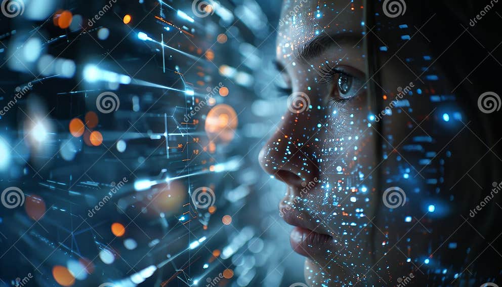 A Computer Generated Face with a Blue Background by AI Generated Image ...