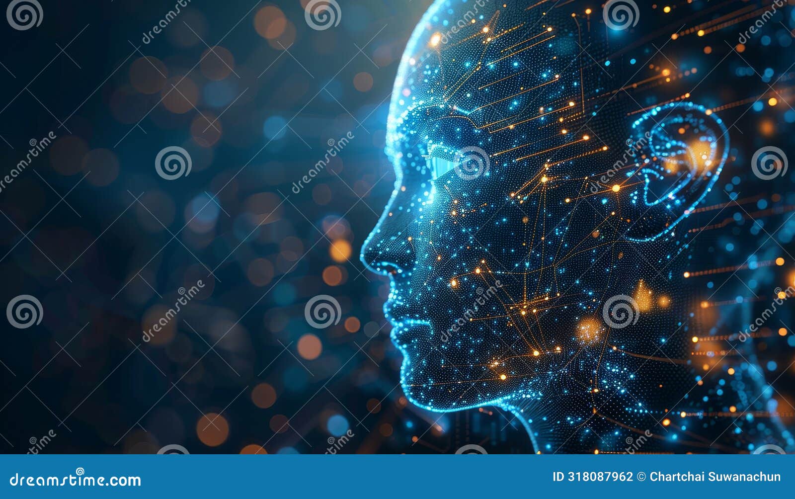 A Computer Generated Face with a Blue Background by AI Generated Image ...