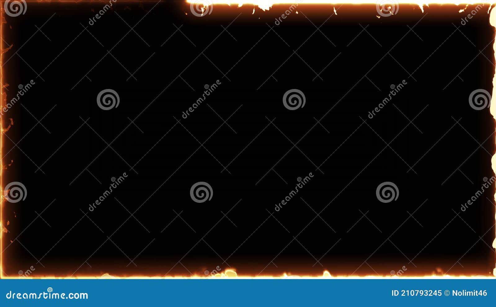 Computer Generated Fire Frame on Black Background. 3d Rendering of ...
