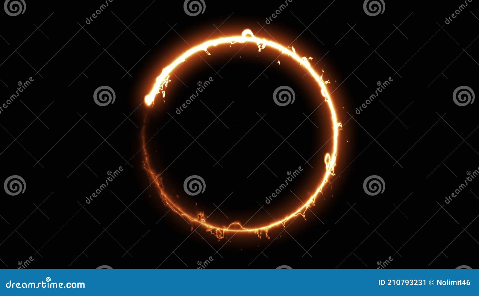 Computer Generated Fire Ring on Black Background. 3d Rendering of ...