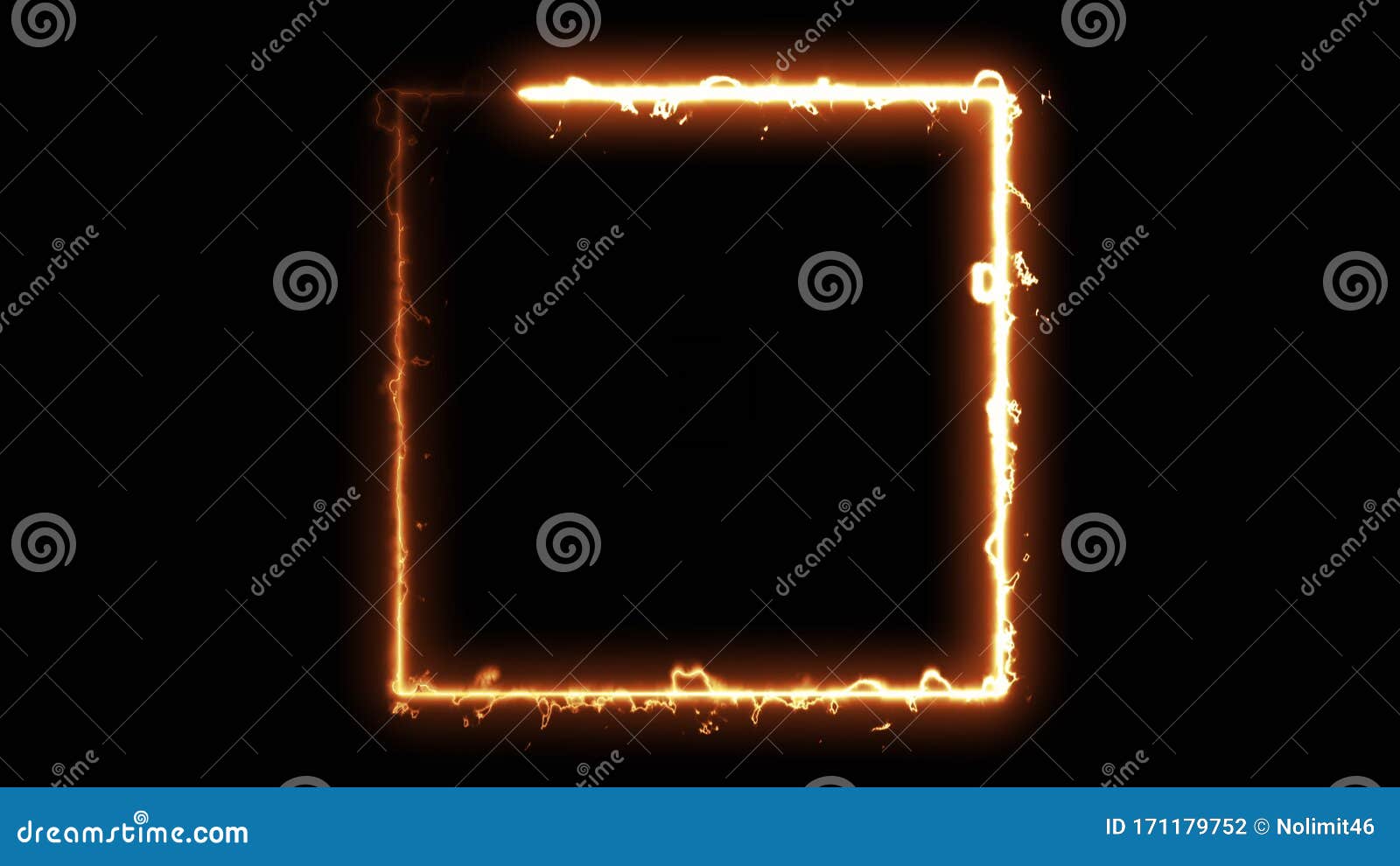 Computer Generated Fire Square on Black Background. 3d Rendering of ...
