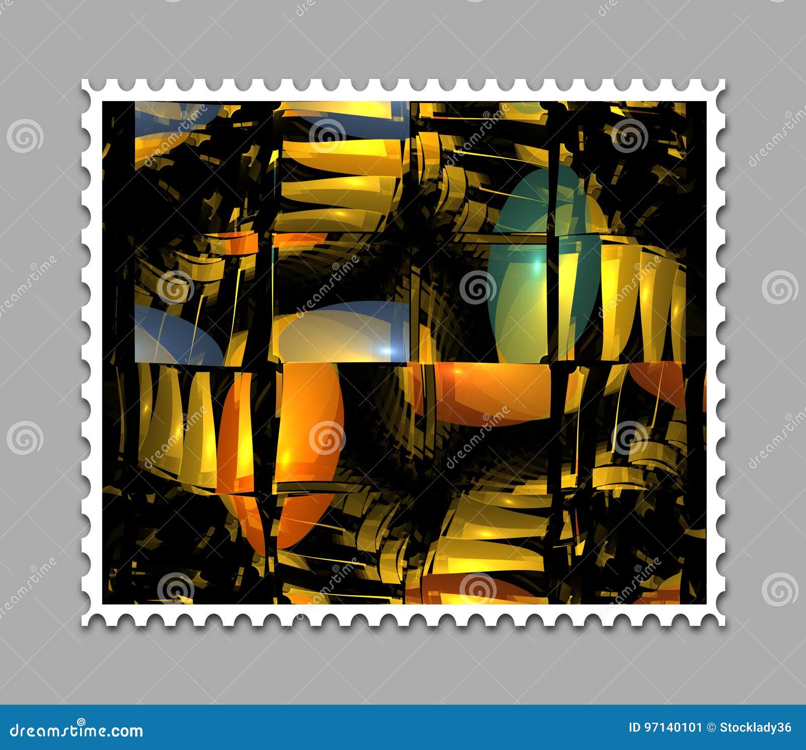 Computer Generated Fractal Artwork Stamp Template Stock Illustration ...