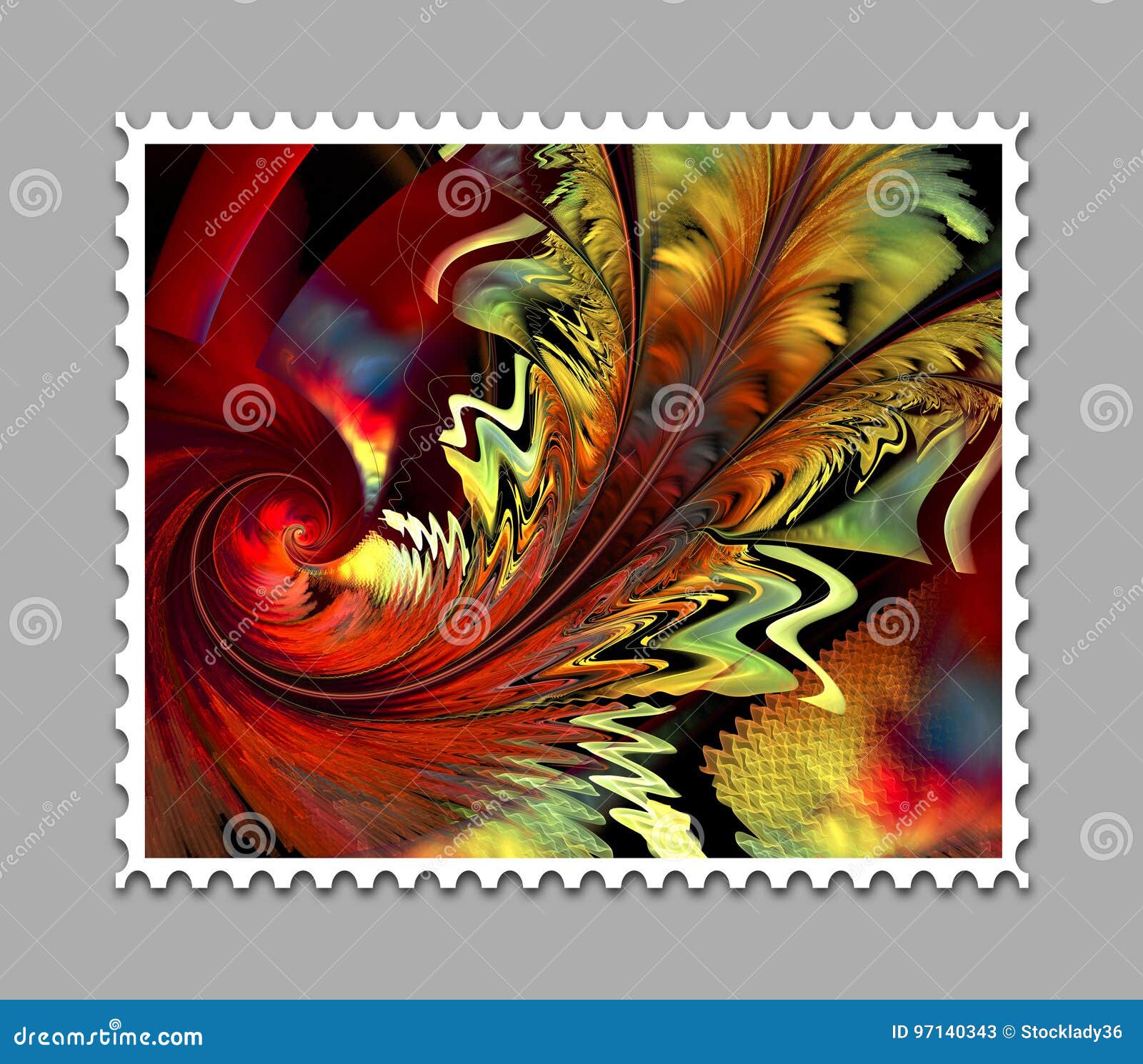Computer Generated Fractal Artwork Stamp Template Stock Illustration ...