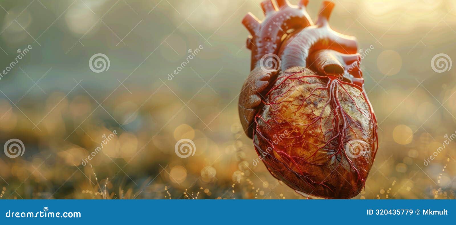 Computer-generated Human Heart Displayed in Grassy Field Stock Image ...