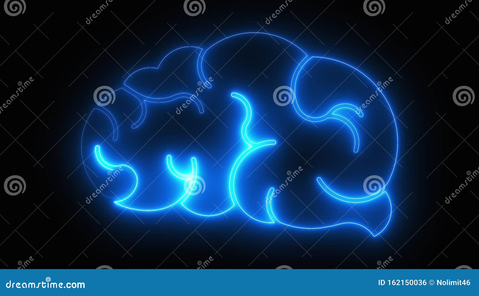 Computer Generated Icon of the Brain with Neon Light Running through ...