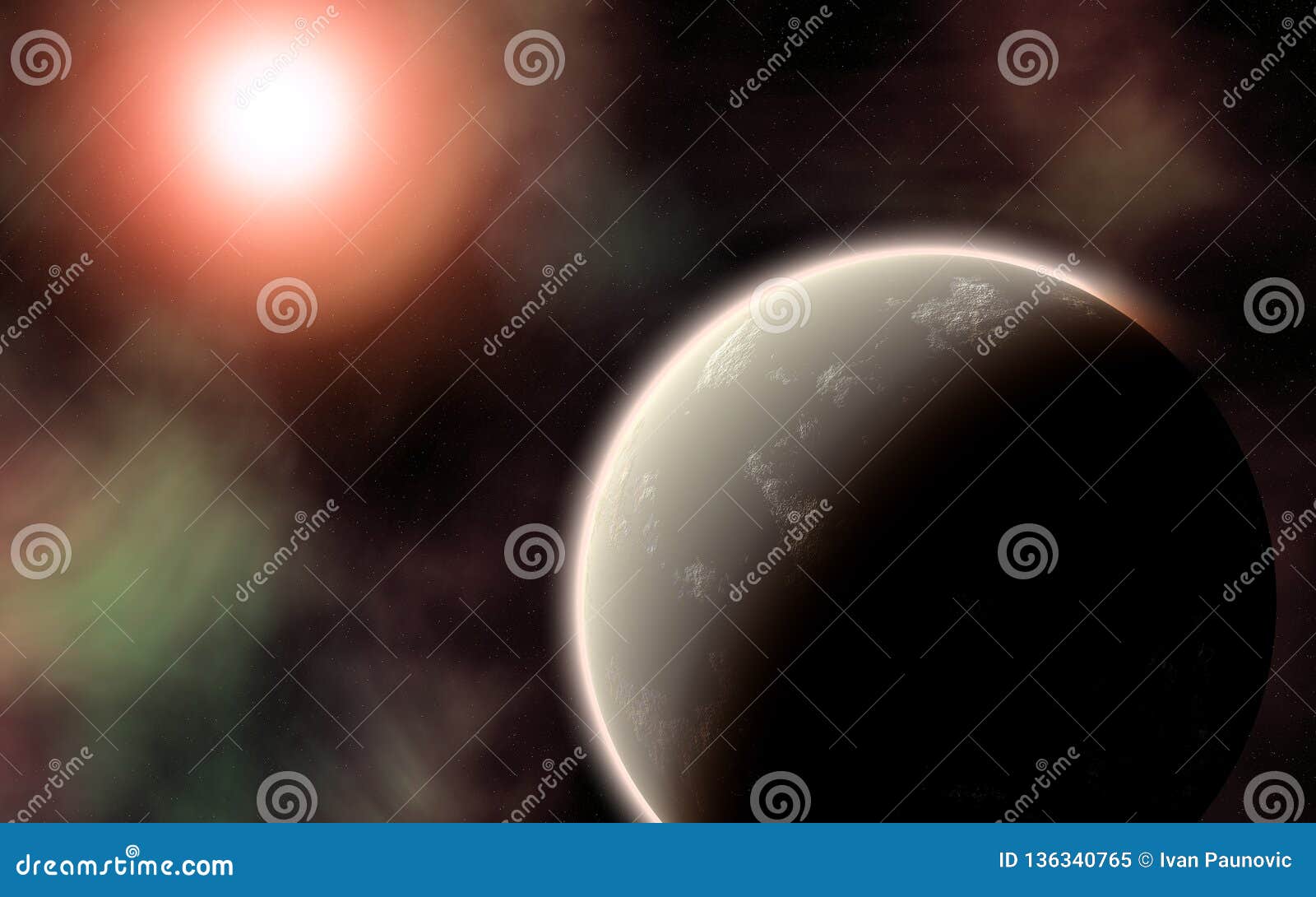 Planet and Its Red Sun stock illustration. Illustration of planet ...