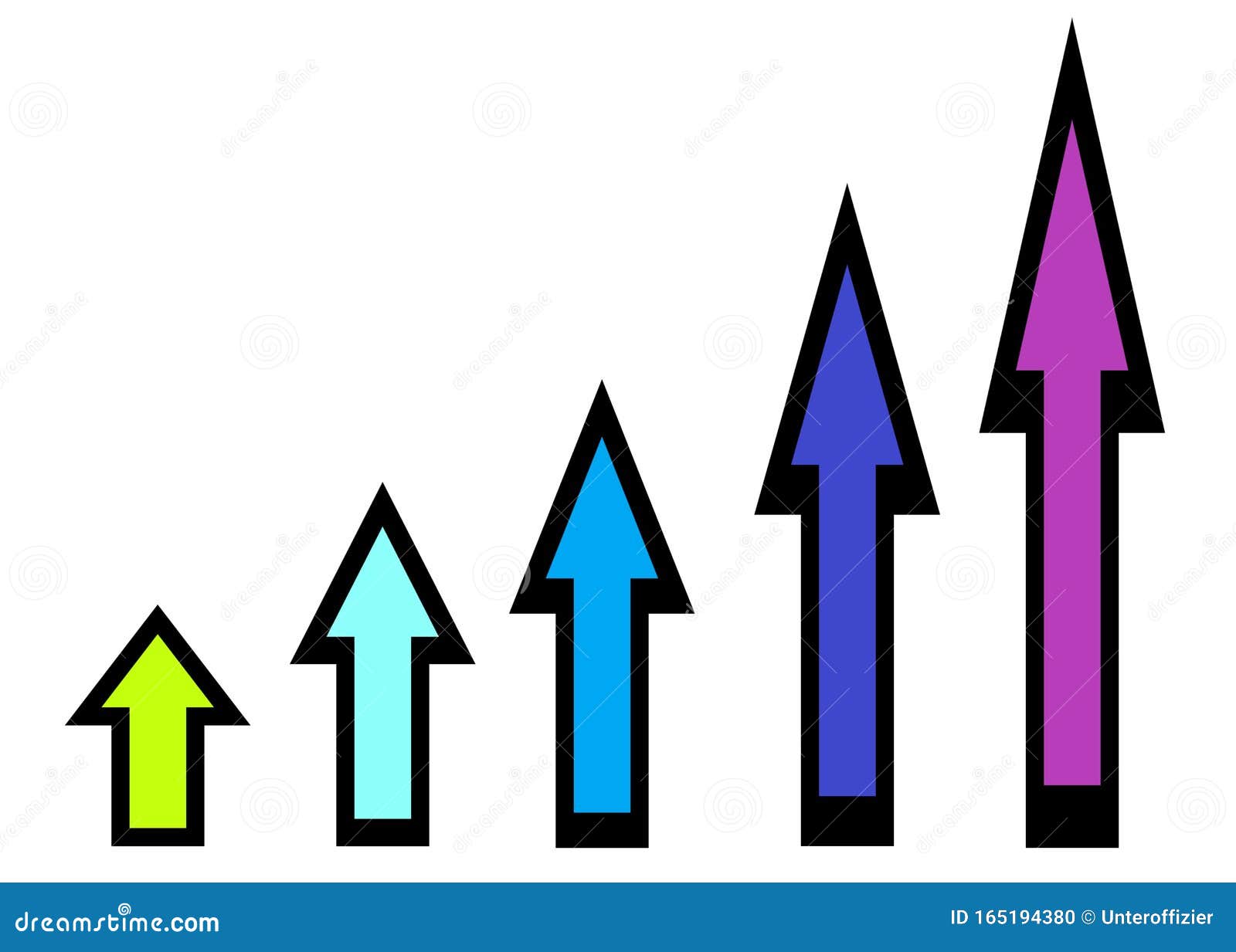 Arrows with Bold Black Outlines and Multiple Colors of Different Sizes ...