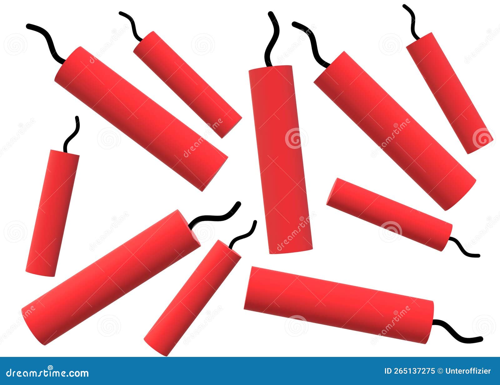 Several Duplicates of Bright Red Firecrackers Dynamites with Black Fuse ...