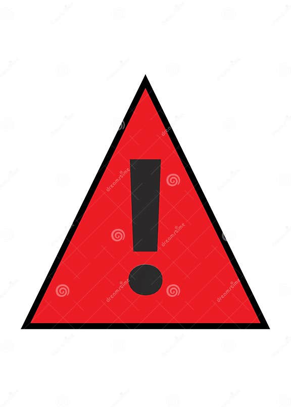 A Black Exclamation Mark Bright Red Triangular Warning Sign White ...