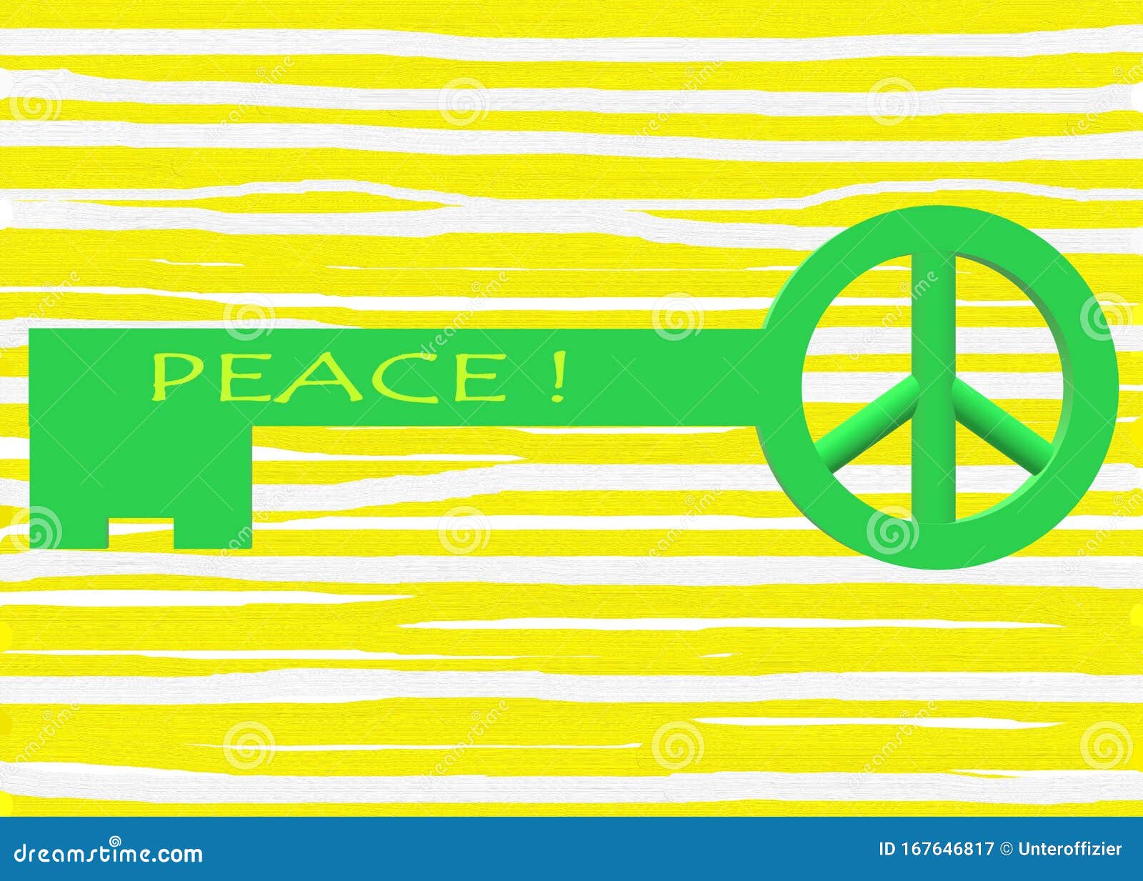 A Bright Green Colored Key with a Peace Symbol Ring for Key Chain ...