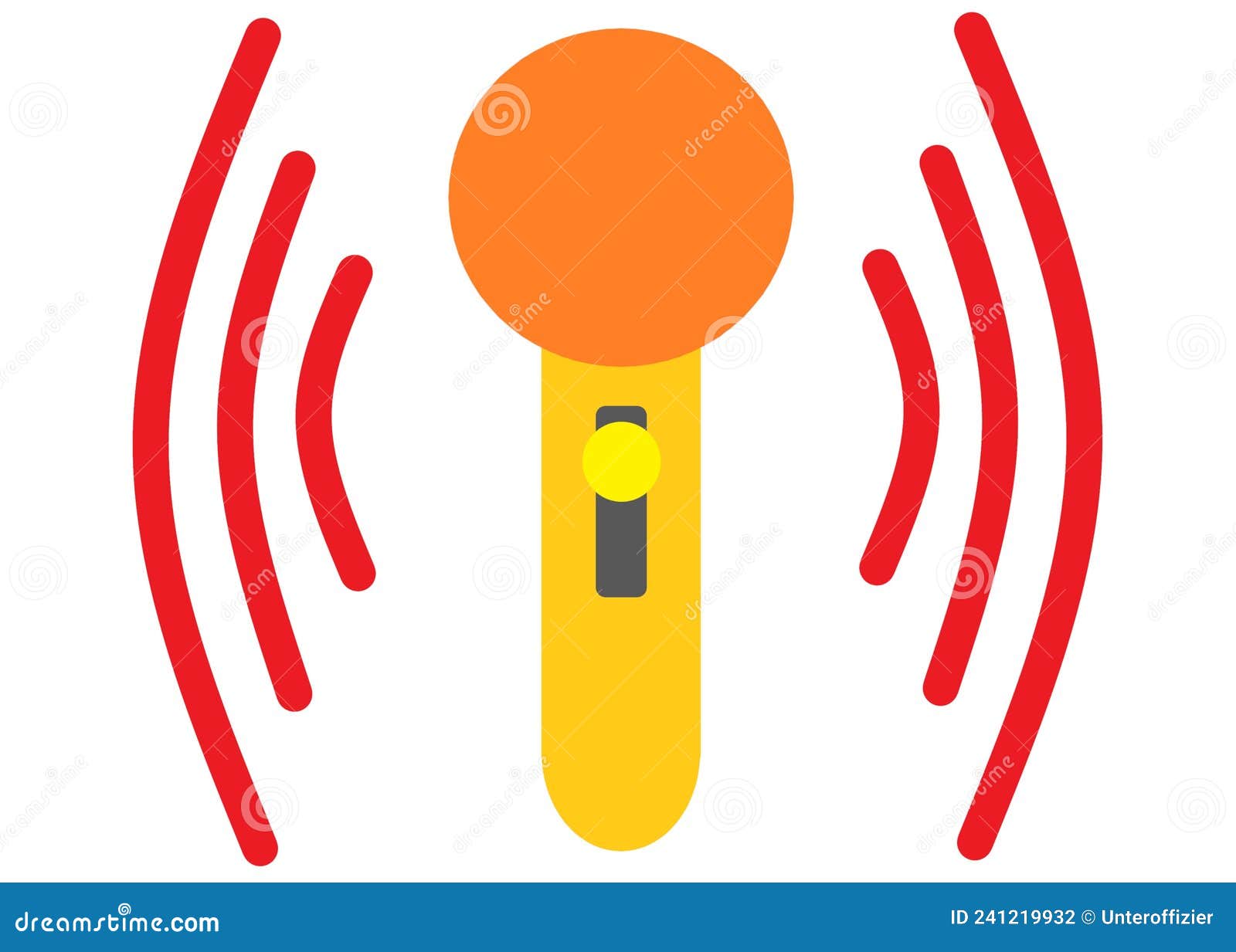 A Bright Yellow Golden Microphone Emitting Red Soundwaves White ...