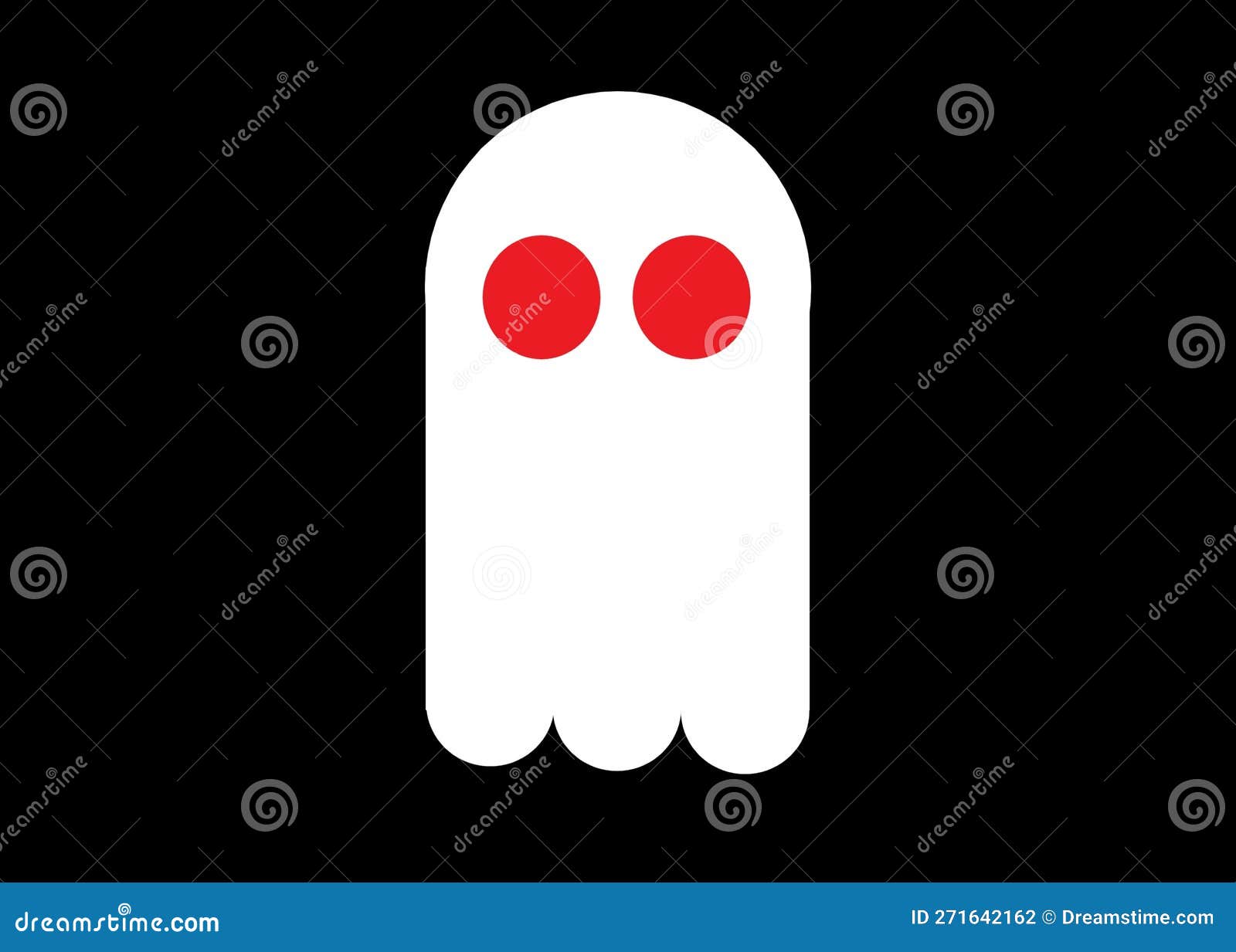 A Cute Simple Symbol Shape of a White Ghost Apparition with Red Fiery ...