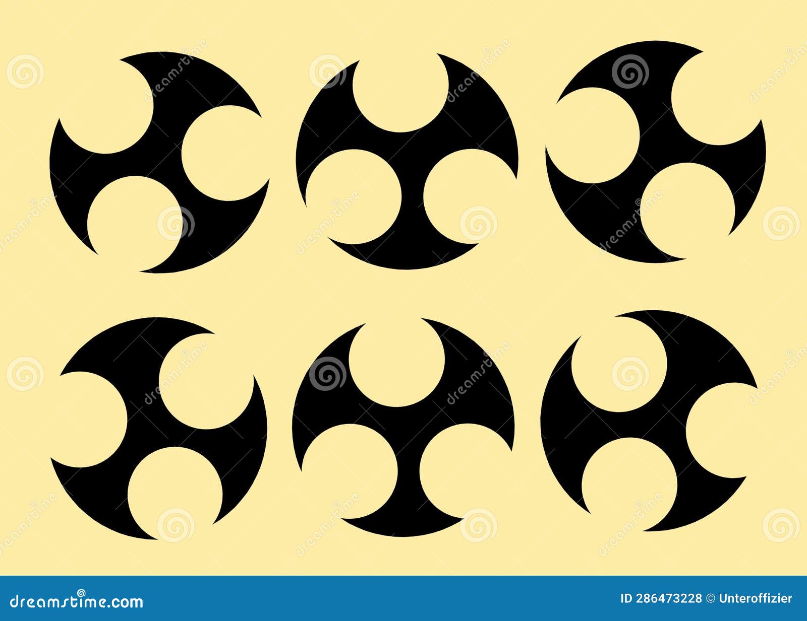 Duplicates of a Bold Black Circle Parted by Three Smaller Circles ...