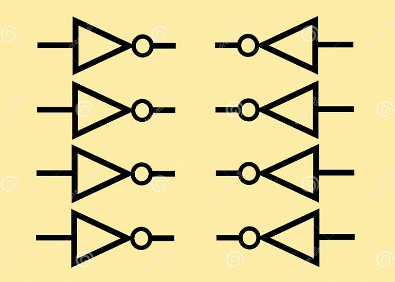 Duplicates of the Electrical Electronic Symbol of the Inverter NOT Gate ...