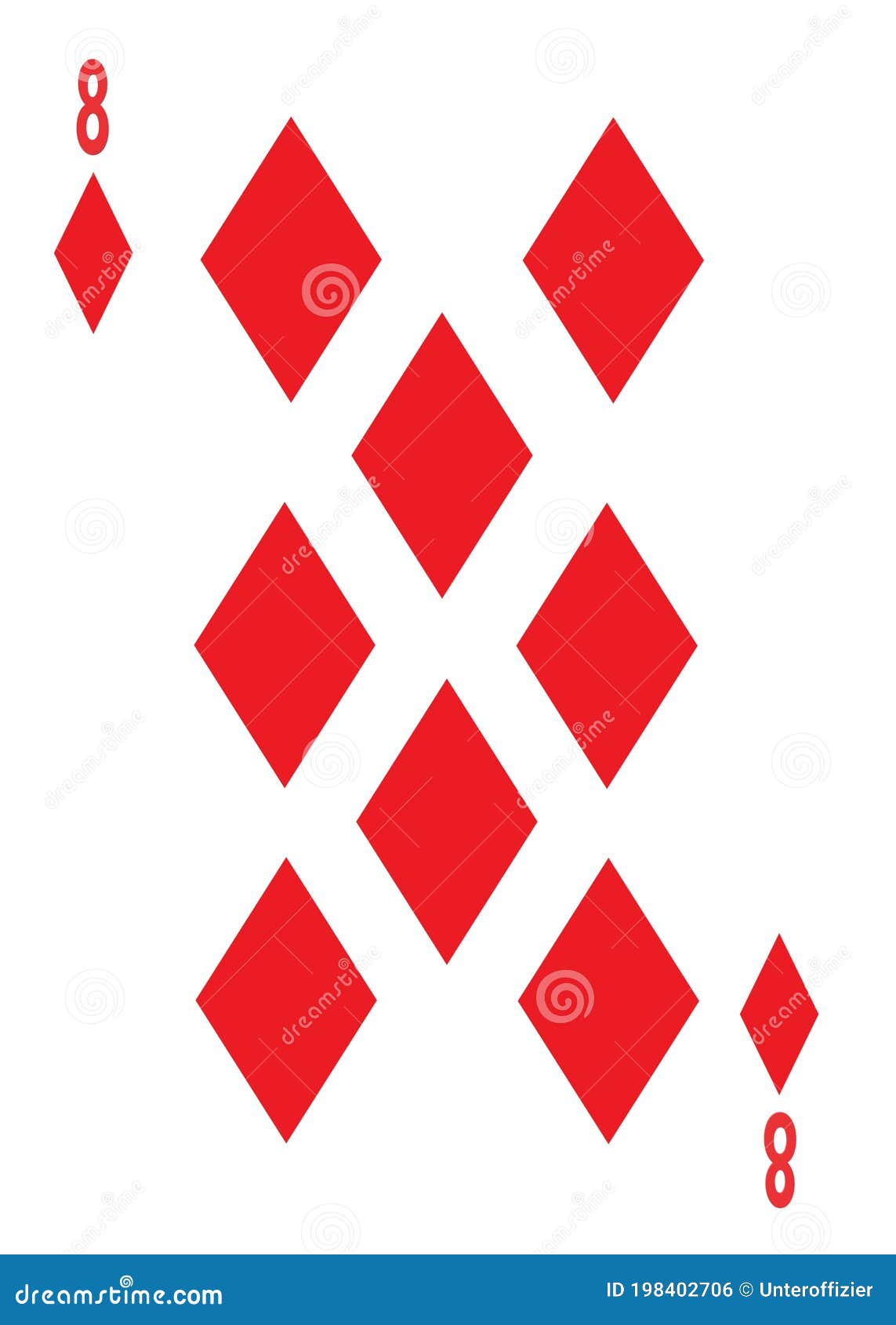 The Eight of Diamonds Card in a Regular 52 Card Poker Playing Deck ...
