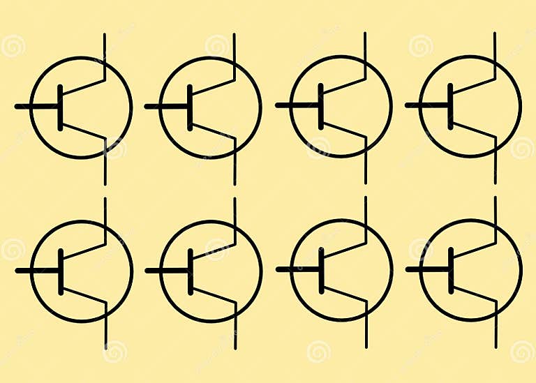 Eight Transistor Component Electronic Electrical Symbols Light Yellow ...