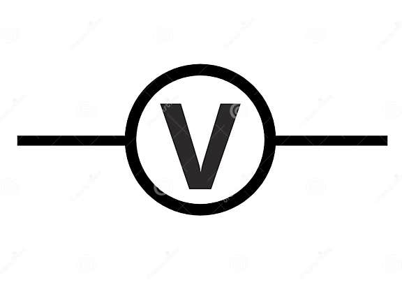 The Electrical Electronic Symbol of the Voltmeter White Backdrop Stock ...