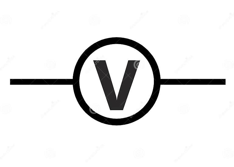 The Electrical Electronic Symbol of the Voltmeter White Backdrop Stock ...
