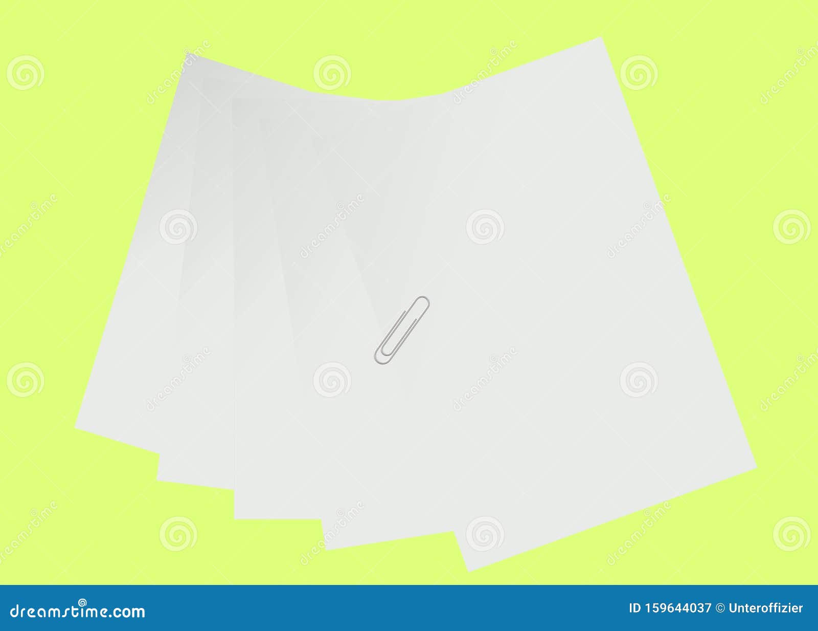 A Few Pieces of Plain White Papers and a Paper Clip on Top Against a ...