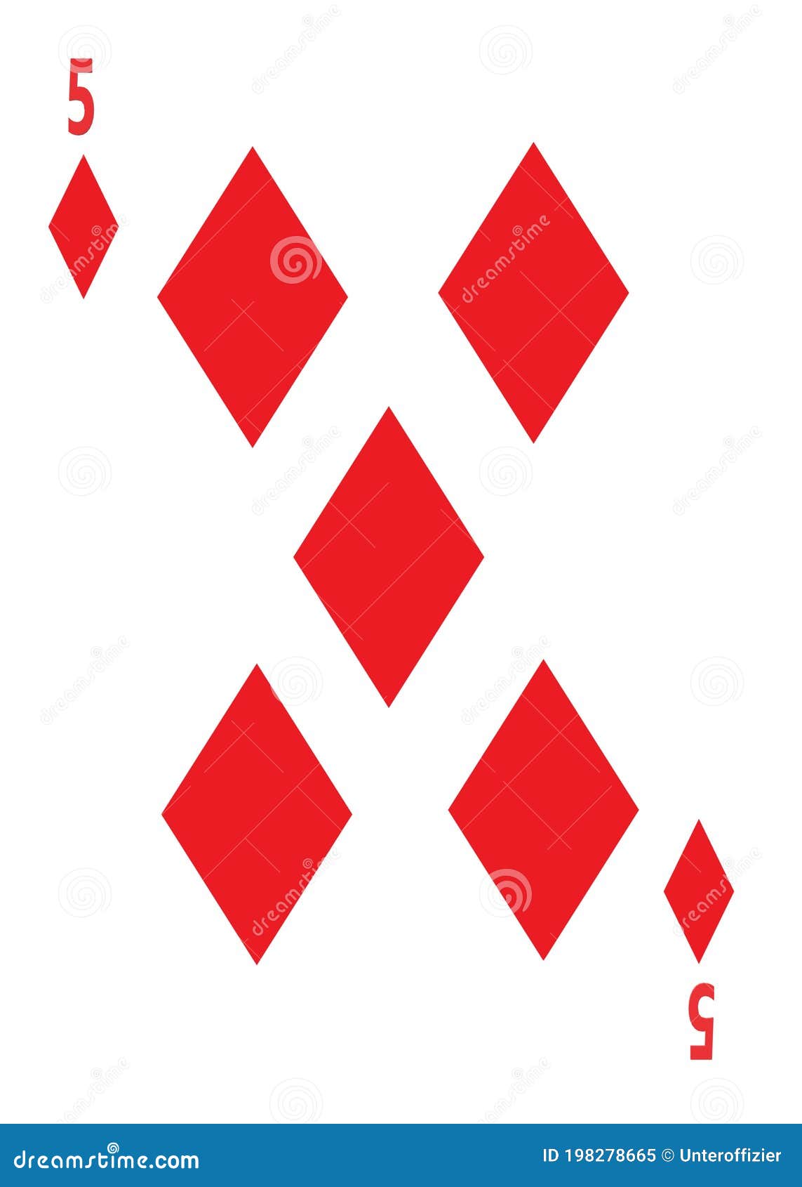 The Five of Diamonds Card in a Regular 52 Card Poker Playing Deck Stock ...