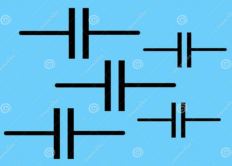 Five Fixed Capacitor Electrical Symbols Against a Light Blue Turquoise ...